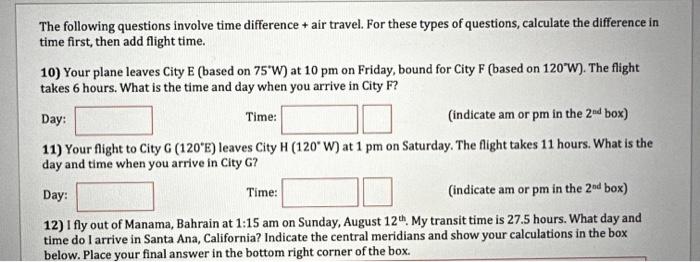Solved The following questions involve time difference + air | Chegg.com