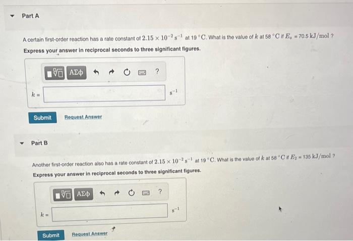 Solved A Certain First Order Reaction Has A Rate Constant Of