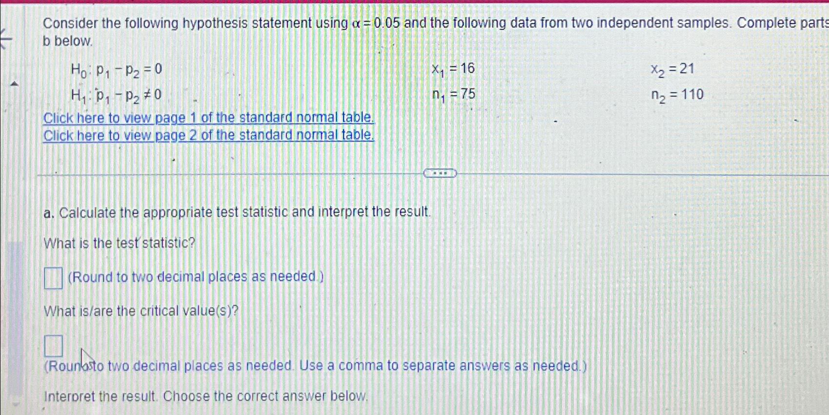 Solved Consider the following hypothesis statement using | Chegg.com