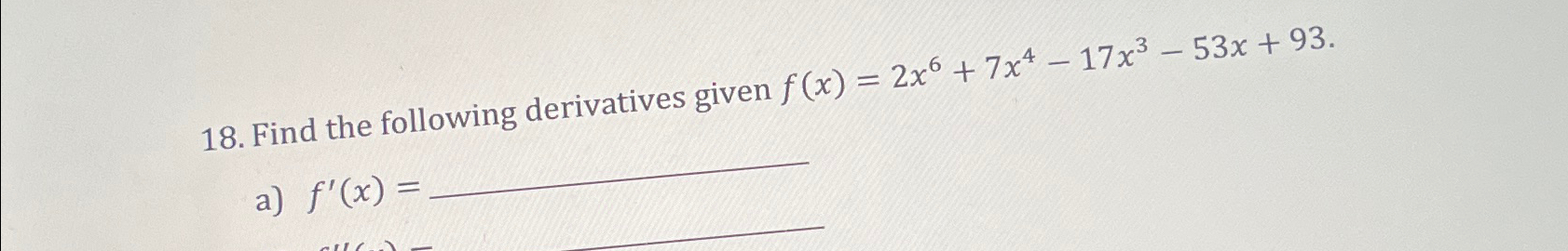 Solved Find the following derivatives given | Chegg.com
