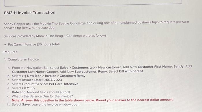 Solved EM3.11 Invoice Transaction Sandy Copper uses the | Chegg.com