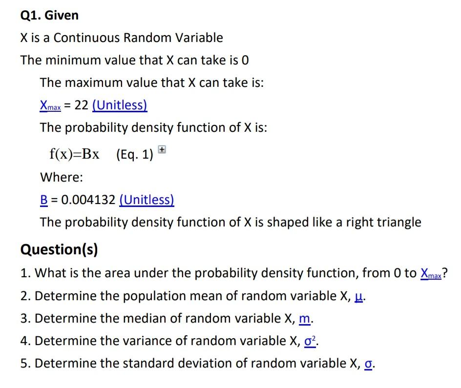 Solved X is a Continuous Random Variable The minimum value | Chegg.com