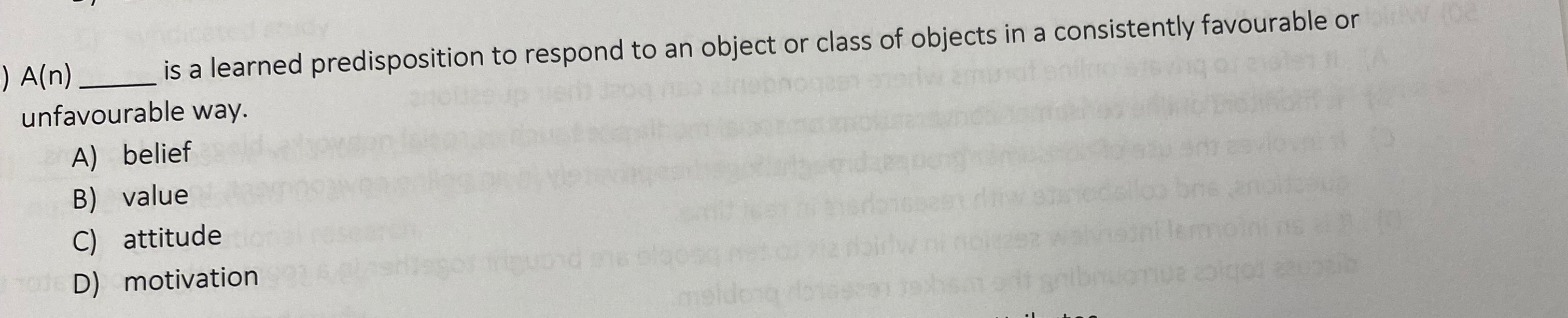Solved A(n) ﻿is a learned predisposition to respond to an | Chegg.com