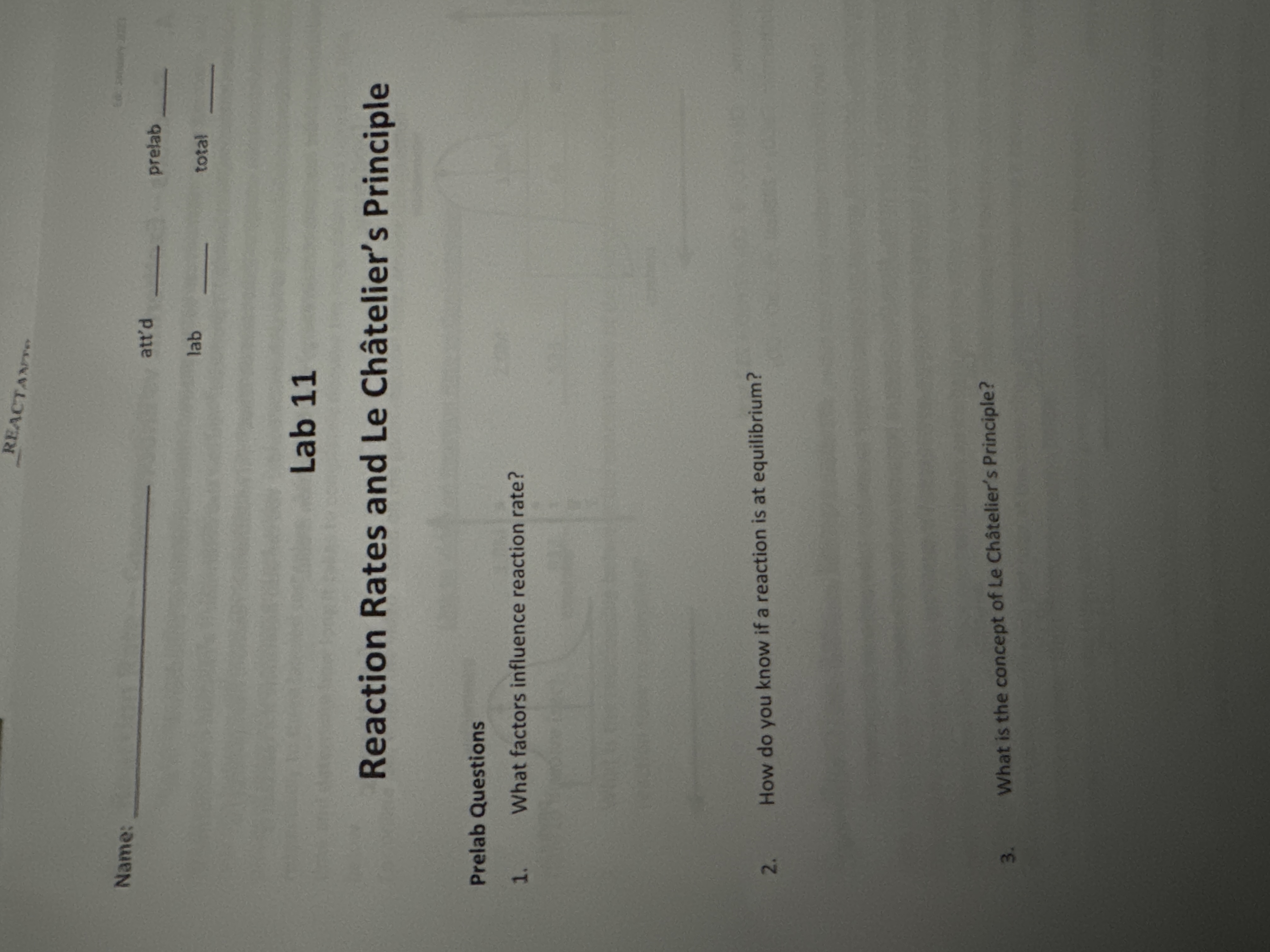 Solved Prelab QuestionsWhat factors influence reaction | Chegg.com