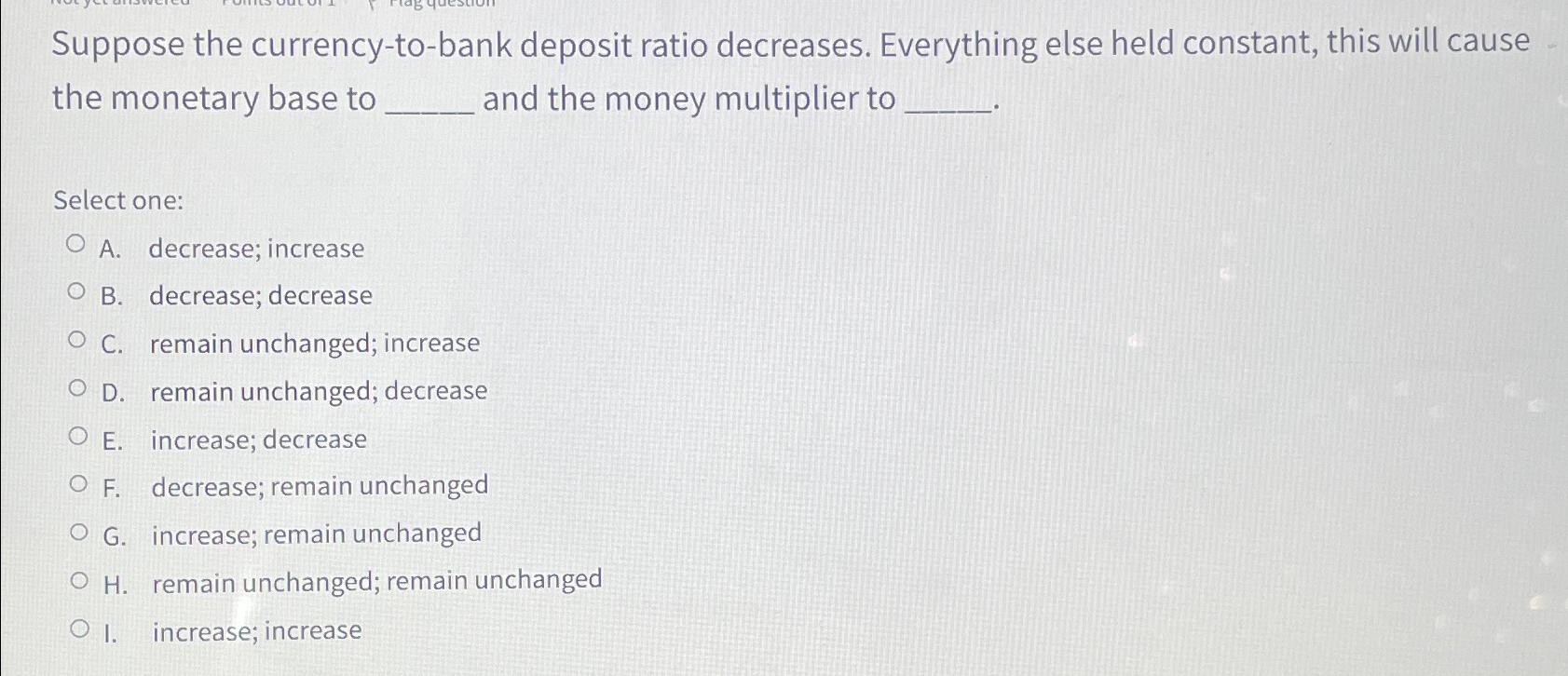 Solved Suppose the currency-to-bank deposit ratio decreases. | Chegg.com