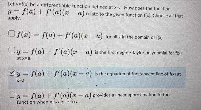 Solved Let y=f(x) be a differentiable function defined at | Chegg.com