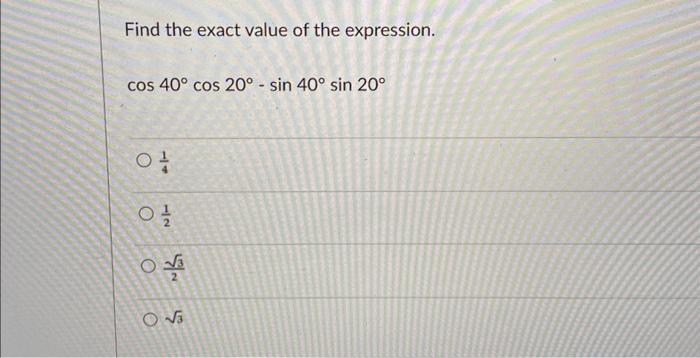 Solved Find the exact value of the expression. | Chegg.com