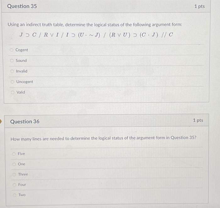Using an indirect truth table, determine the logical | Chegg.com