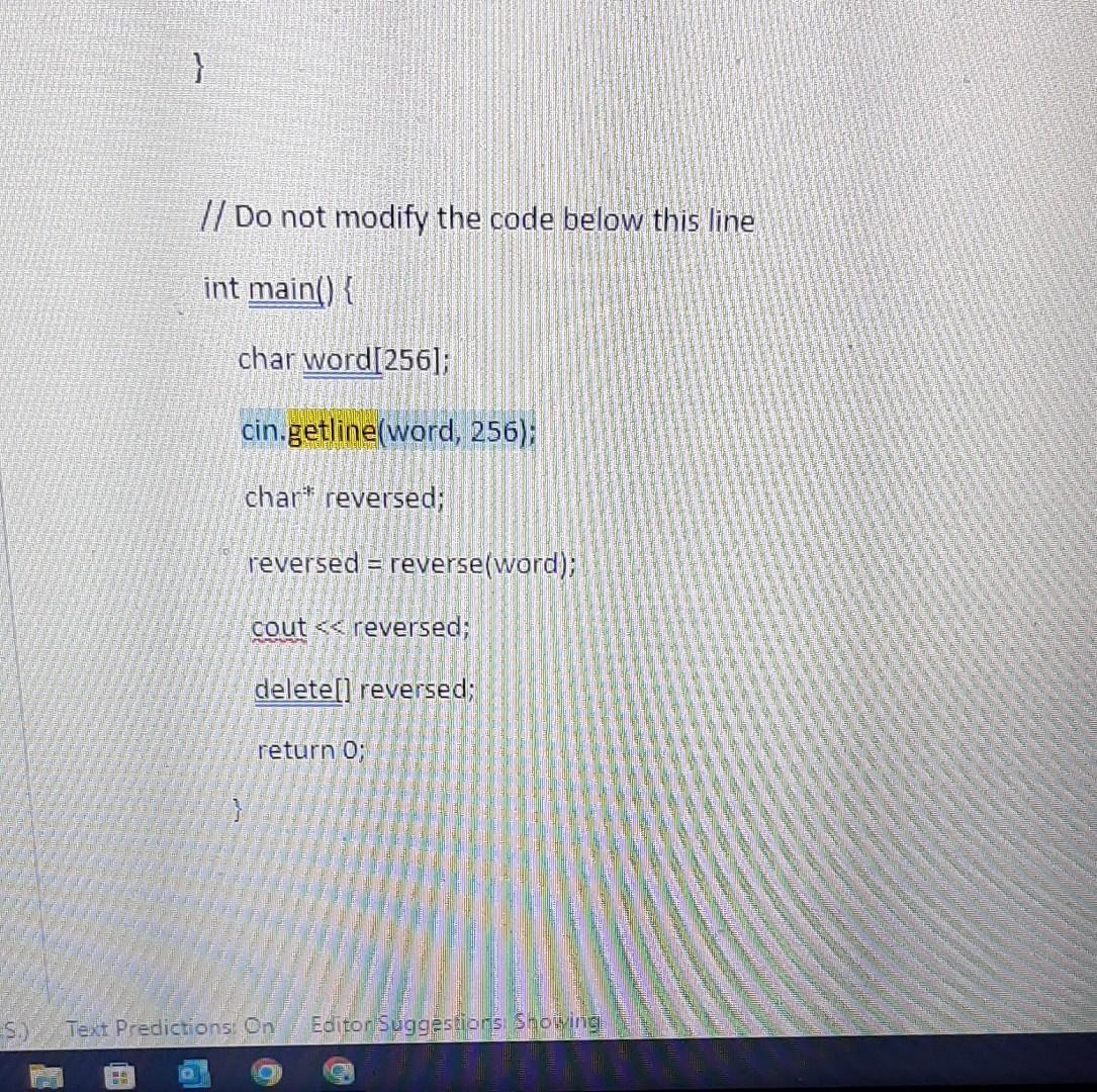 Solved Problem Write the function char* reverse (char word | Chegg.com