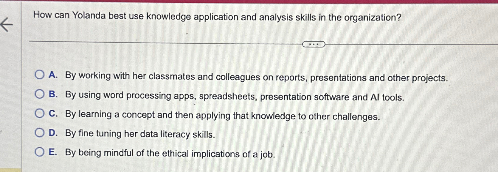 Solved How can Yolanda best use knowledge application and | Chegg.com