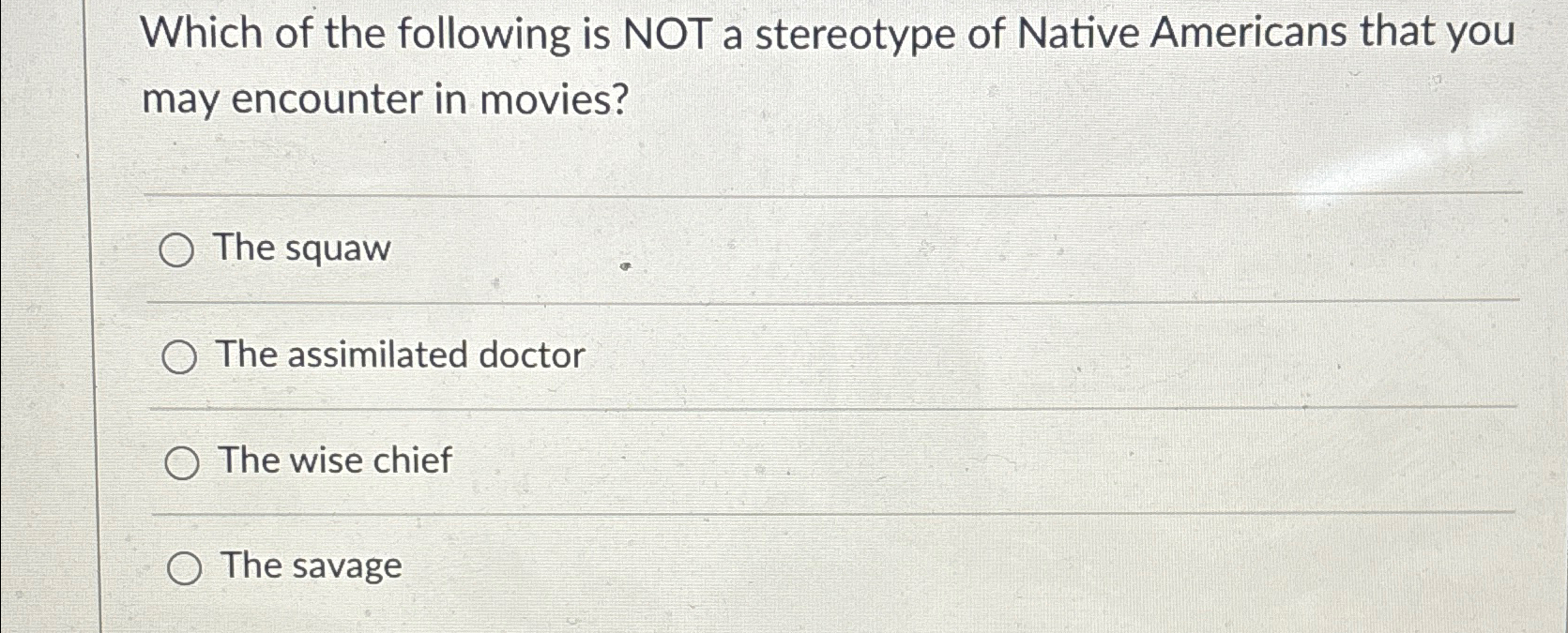 Solved Which of the following is NOT a stereotype of Native | Chegg.com
