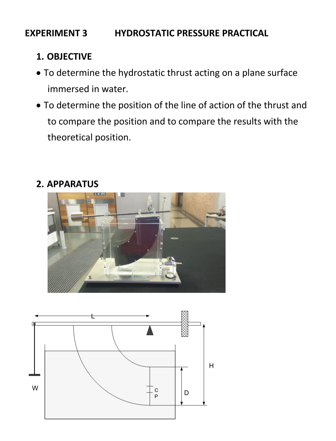 1. OBJECTIVE - To determine the hydrostatic thrust | Chegg.com
