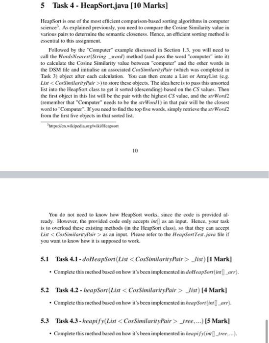 Solved Task 4 Heapsortjava 10 Marks Heapsort Is One Of