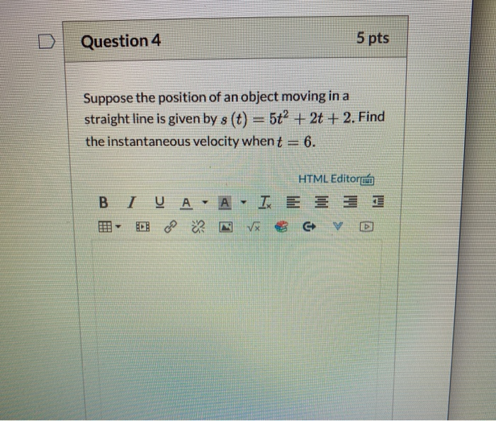 Solved Question 4 5 pts Suppose the position of an object | Chegg.com