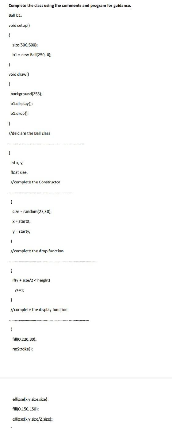 Solved complete the 4 spaces of code Complete the class | Chegg.com