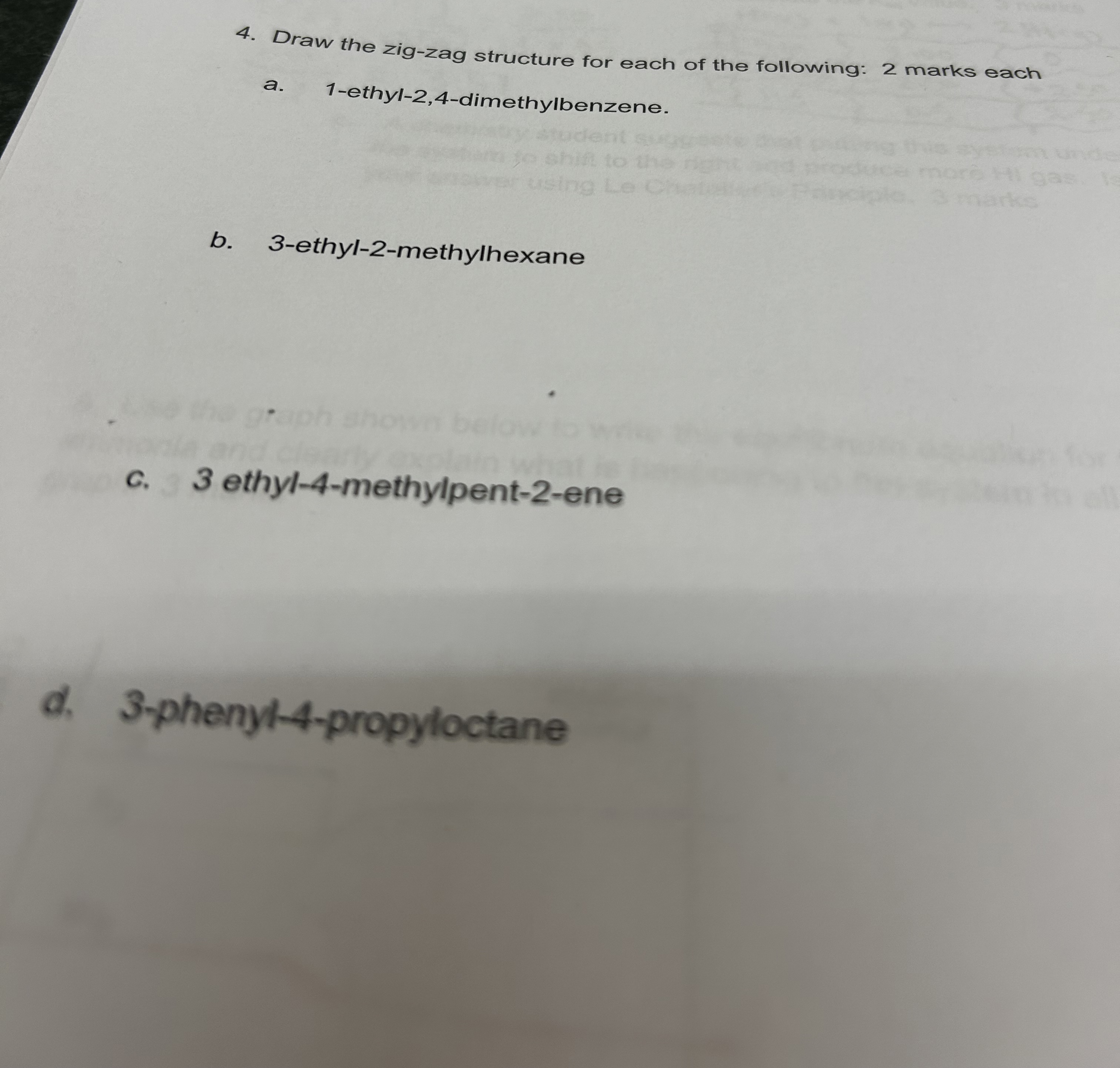 Solved Draw the zig-zag structure for each of the following: | Chegg.com