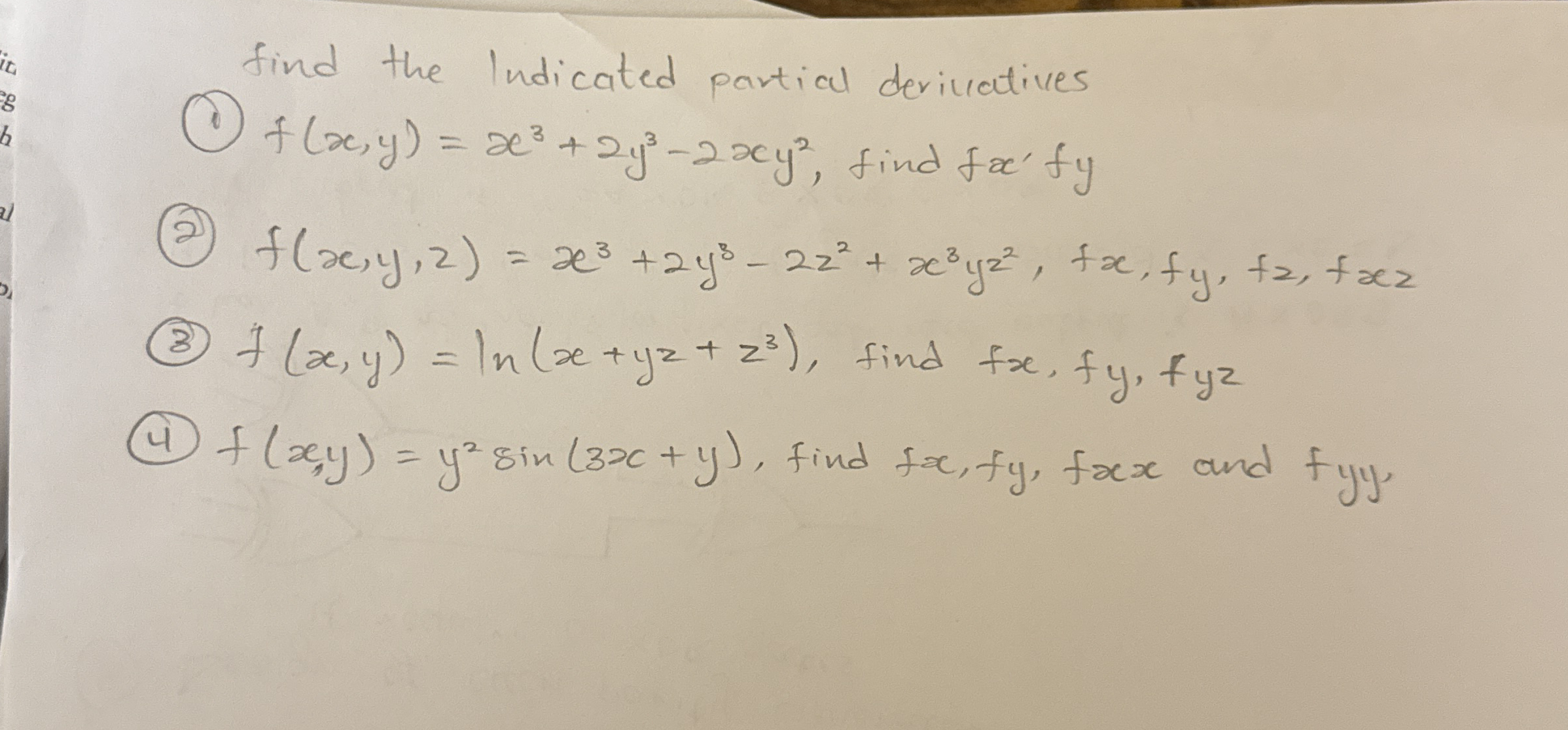 Solved find the Indicated partial | Chegg.com