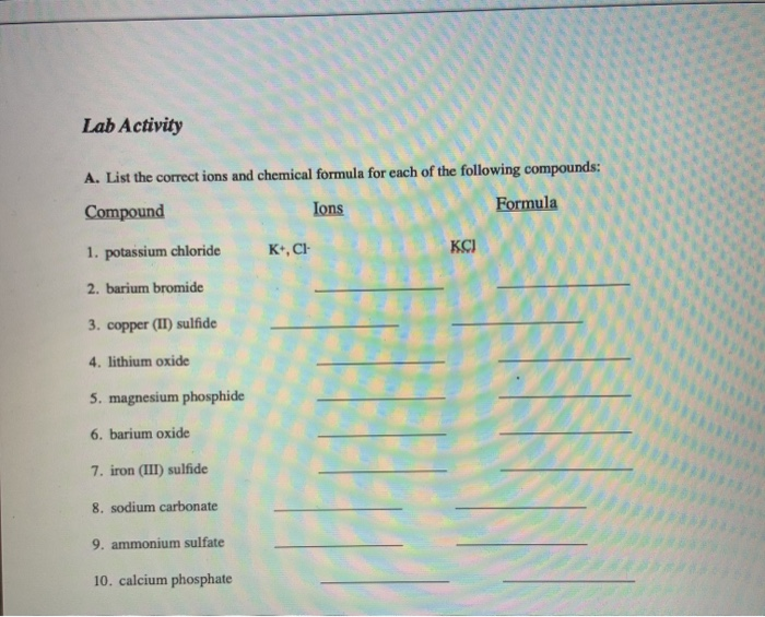 Solved Lab Activity A. List the corrections and chemical | Chegg.com