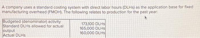 Solved A company uses a standard costing system with direct | Chegg.com