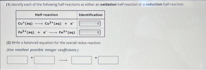 Solved (2) Write a balanced equation for the overall redox | Chegg.com