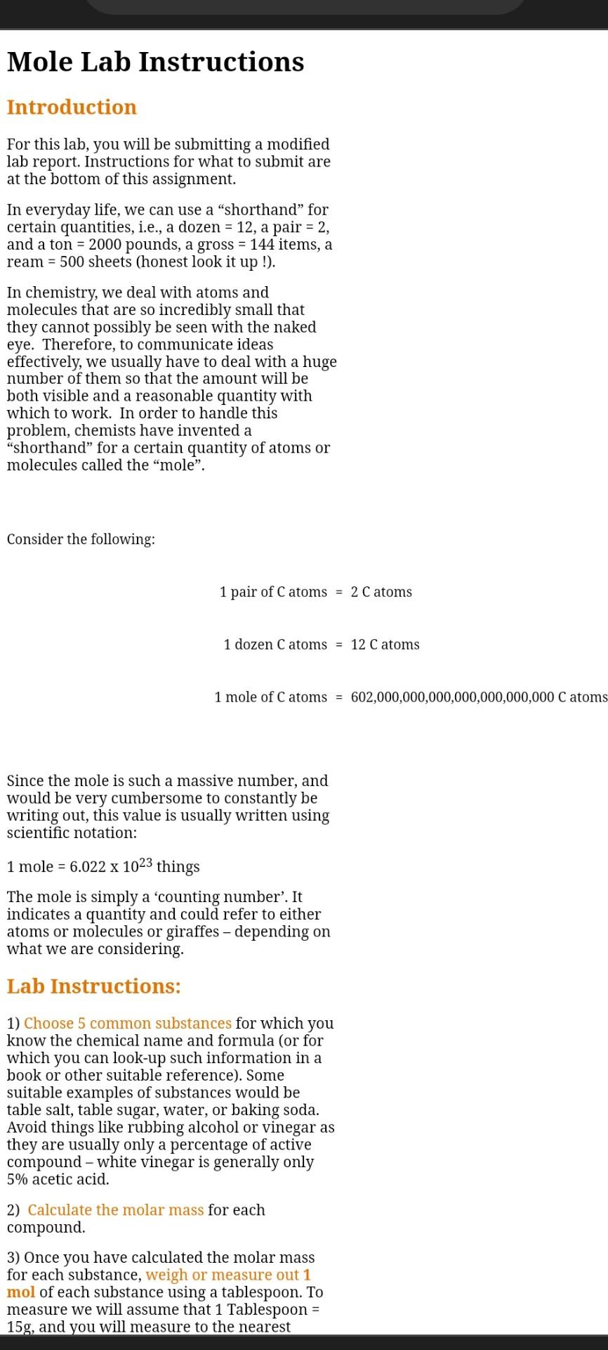 Solved Mole Lab Instructions Introduction For this lab, you | Chegg.com