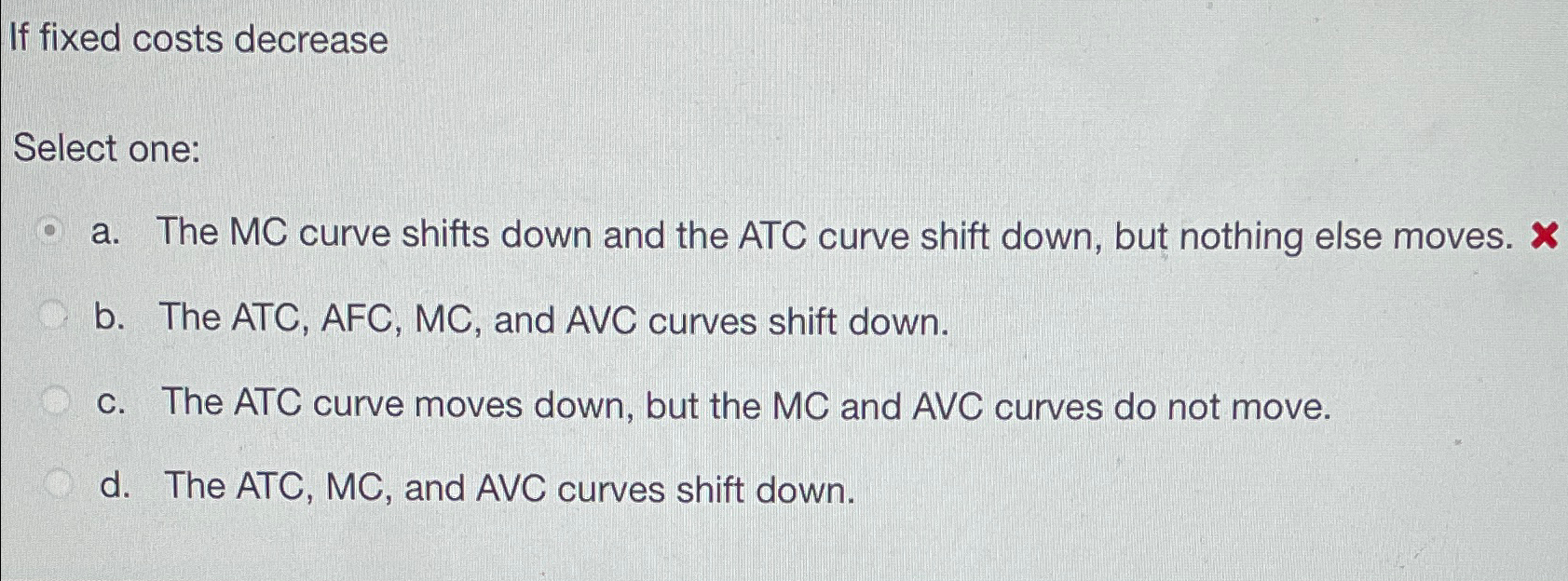 Solved If fixed costs decreaseSelect one:a. ﻿The MC curve | Chegg.com