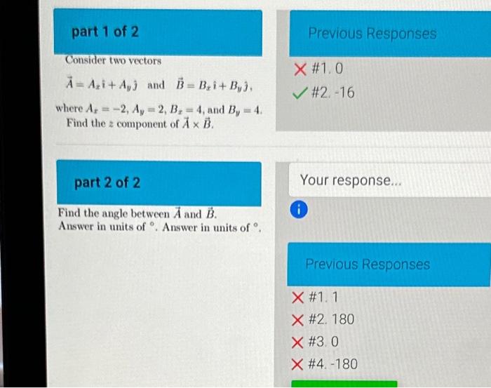Solved Consider two vectors A=Axi^+Ayj^ and B=Bxi^+By ^, | Chegg.com