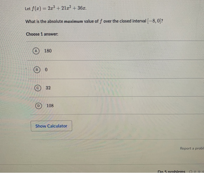 Solved Let f(x) = 2x + 21x2 + 360. What is the absolute | Chegg.com