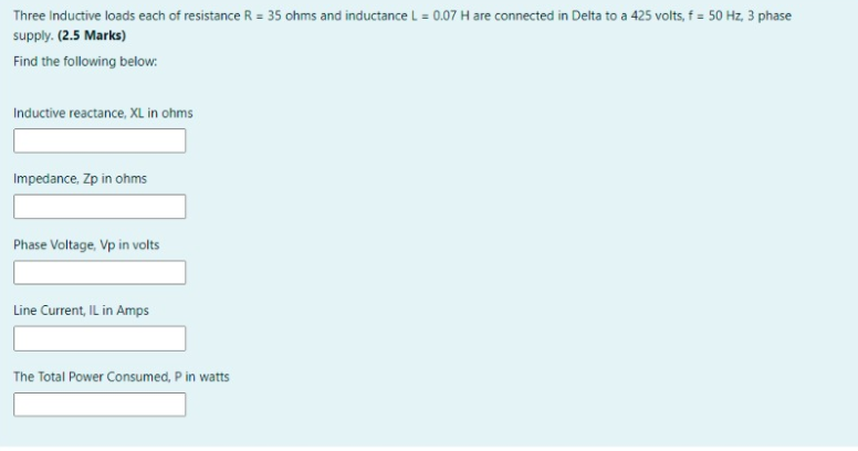 Solved Three Inductive loads each of resistance R = 35 ohms | Chegg.com