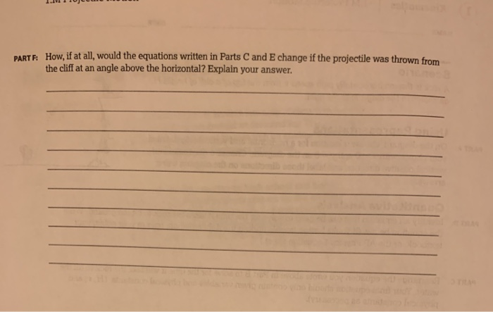 Solved 1 Kinematics 1.M Projectile Motion NAME DATE Scenario | Chegg.com
