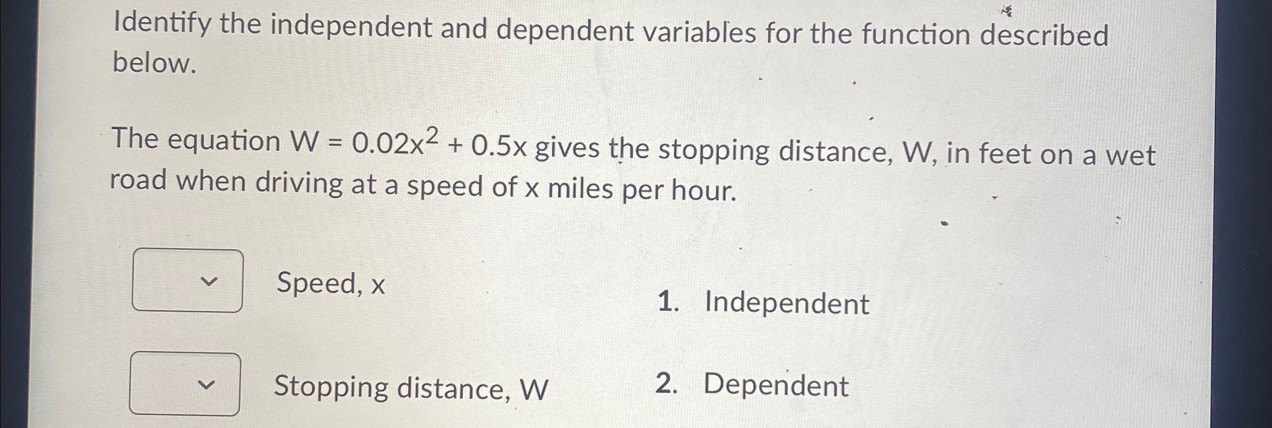 Solved Identify the independent and dependent variables for | Chegg.com