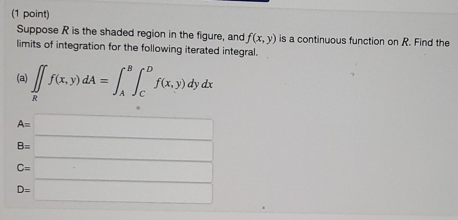 Solved Suppose R is the shaded region in the figure, and | Chegg.com