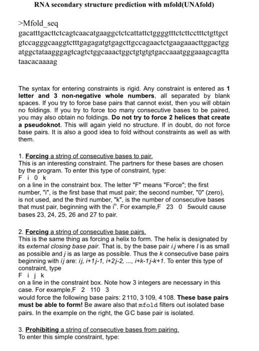 RNA secondary structure prediction with | Chegg.com