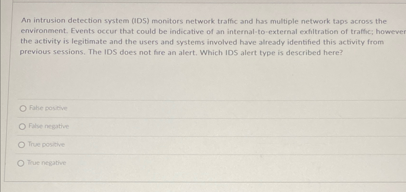 Solved An intrusion detection system (IDS) ﻿monitors network | Chegg.com