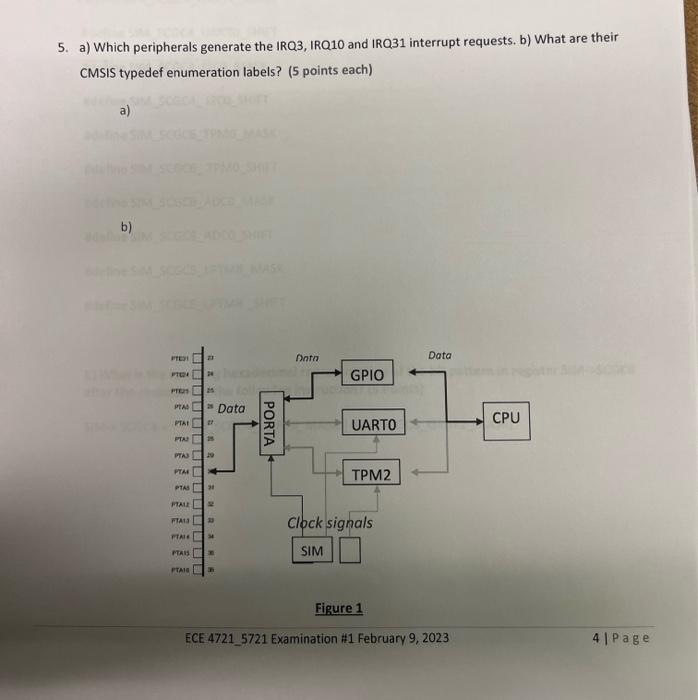 Solved 5. a) Which peripherals generate the IRQ3, IRQ10 and | Chegg.com