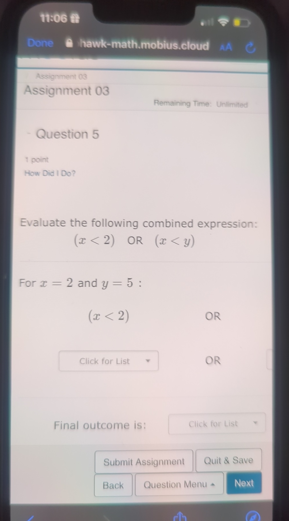 Solved 11:06Donehawk-math.mobius.cloudAssignment | Chegg.com
