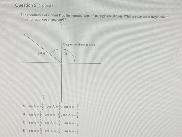 Solved The coordinates of a point P on the terminal arm of | Chegg.com
