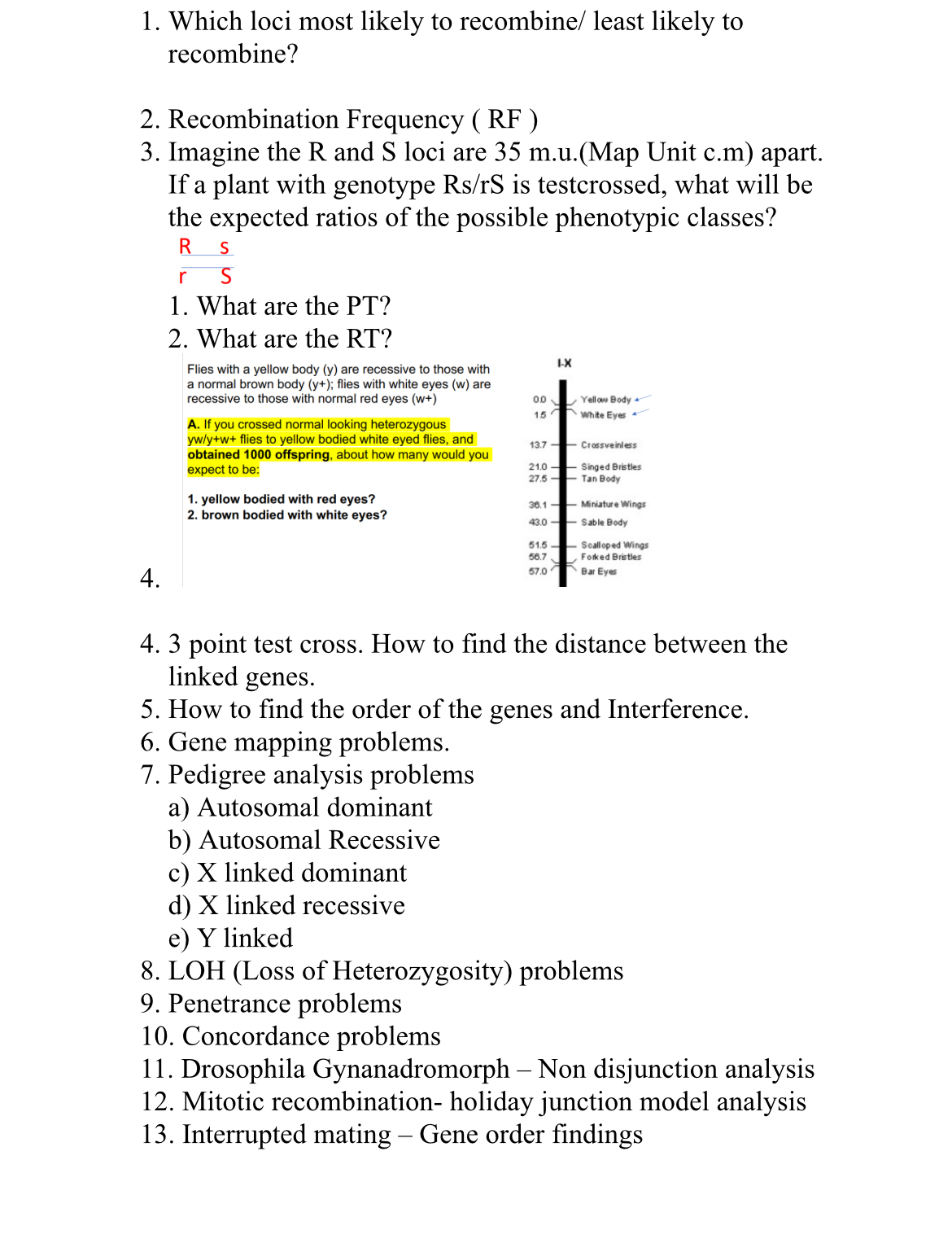 Solved Which loci most likely to recombine/ ﻿least likely to | Chegg.com