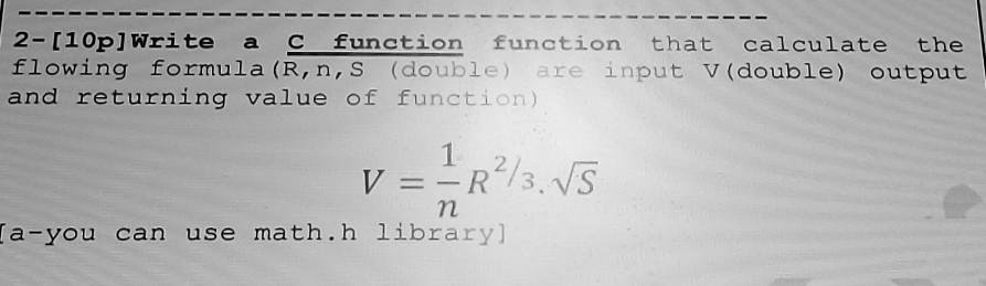 Solved 2 10p Write A C Function Function That Calculate The 4873