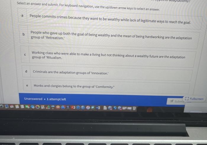 Select an answer and submit. For keyboard navigation, | Chegg.com