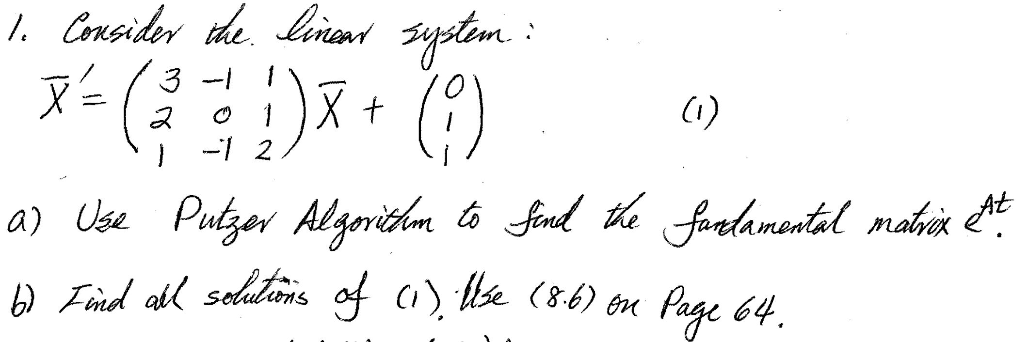 Solved Consider the linear system:Consider the linear | Chegg.com