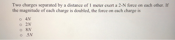 Solved Two charges separated by a distance of 1 meter exert | Chegg.com