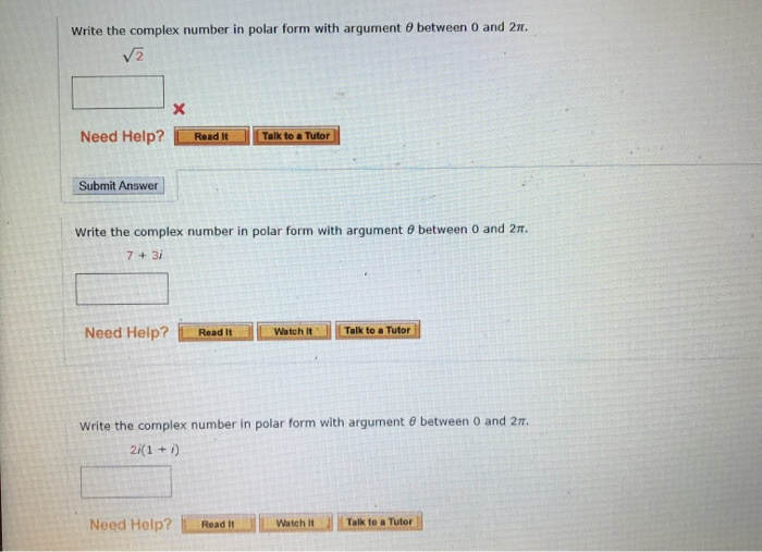 Solved Write the complex number in polar form with argument | Chegg.com