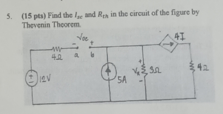 Solved Find the Isc ﻿and Rth ﻿in the circuit of the figure | Chegg.com