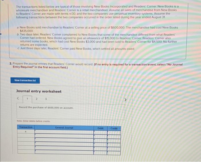 Solved The transactions listed below are typical of those | Chegg.com