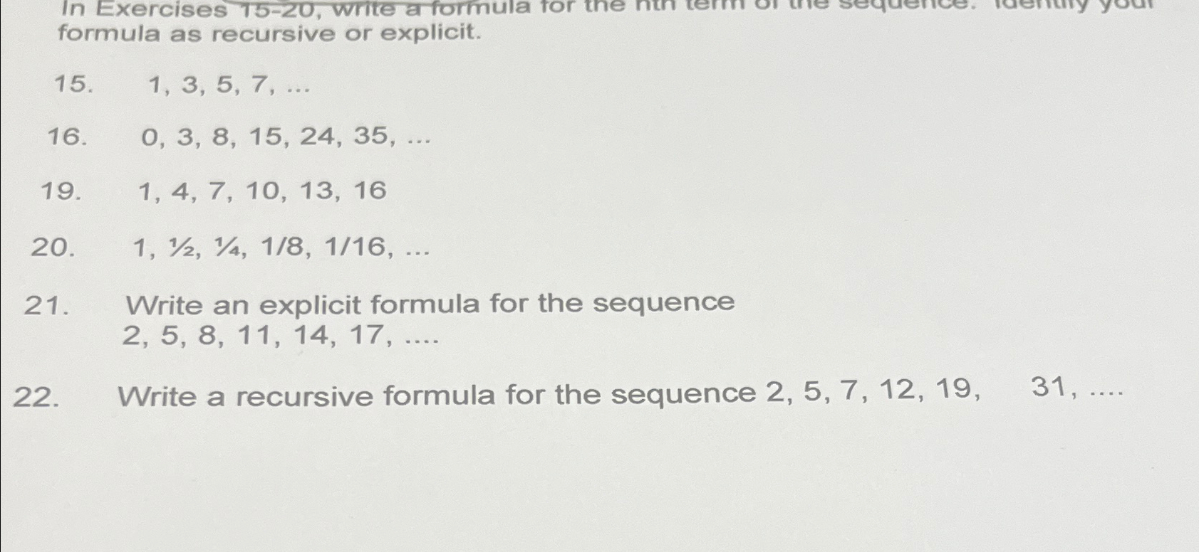 Solved In Exercises 15-20, ﻿white a form. formula as | Chegg.com
