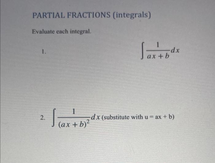 Solved PARTIAL FRACTIONS (integrals) Evaluate each integral. | Chegg.com