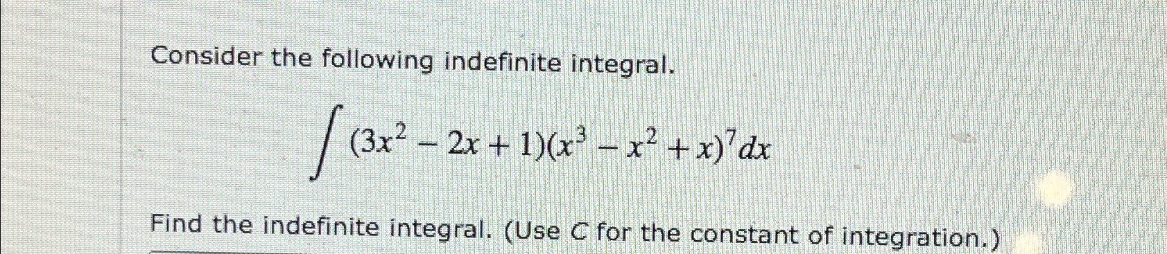 Solved Consider the following indefinite | Chegg.com
