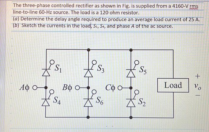 Solved The Three Phase Controlled Rectifier As Shown In Fig