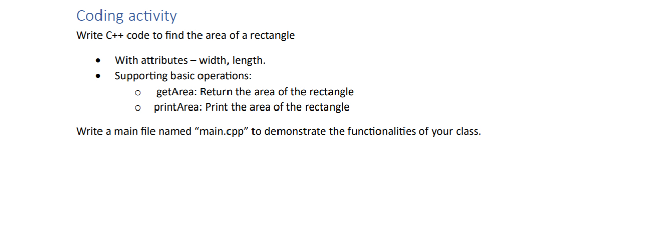 Solved Coding activityWrite C++ ﻿code to find the area of a | Chegg.com